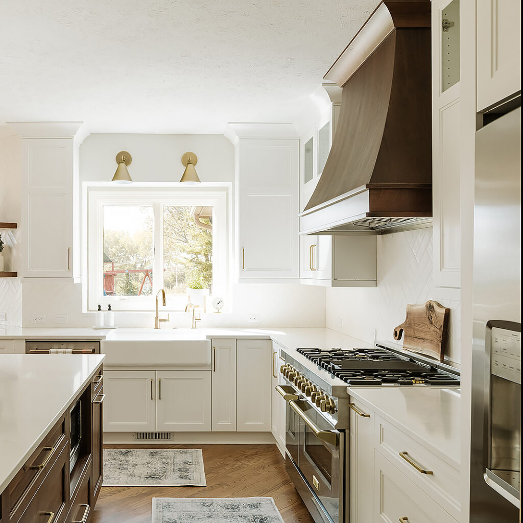 Tranquil Allure: White & Wood Kitchen Haven - decorcabinets.com
